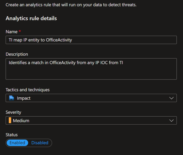 Microsoft Sentinel Threat Intelligence – Part III – Using your TI data with Analytics Rules ...